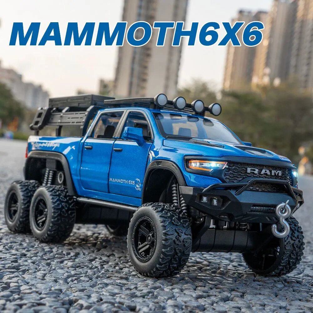 Машинка инерционная Додж RAM металлическая модель 1:32 Dodge Tyrannosaurus Rex RAM 1500 TRX 6*6 , со светом и звуком