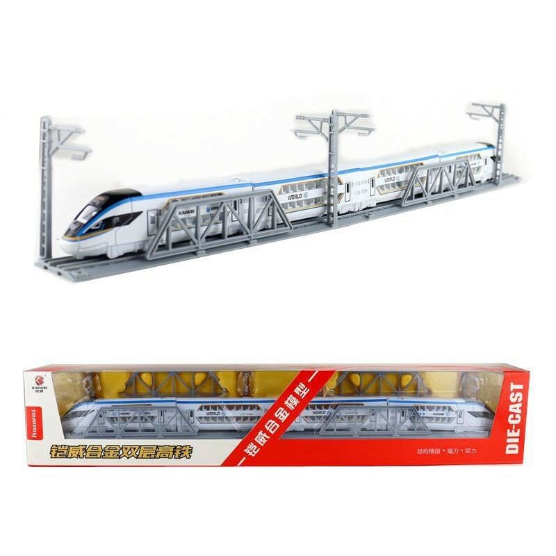 Металлическая модель метро с двойным этажом магнитная связка для детей и коллекционеров синий