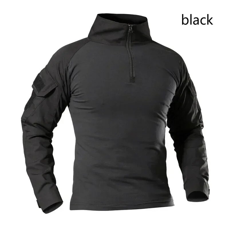 TOMITANY Тактическая рубашка камуфляж хлопок S-3XL Черный, 3XL, black