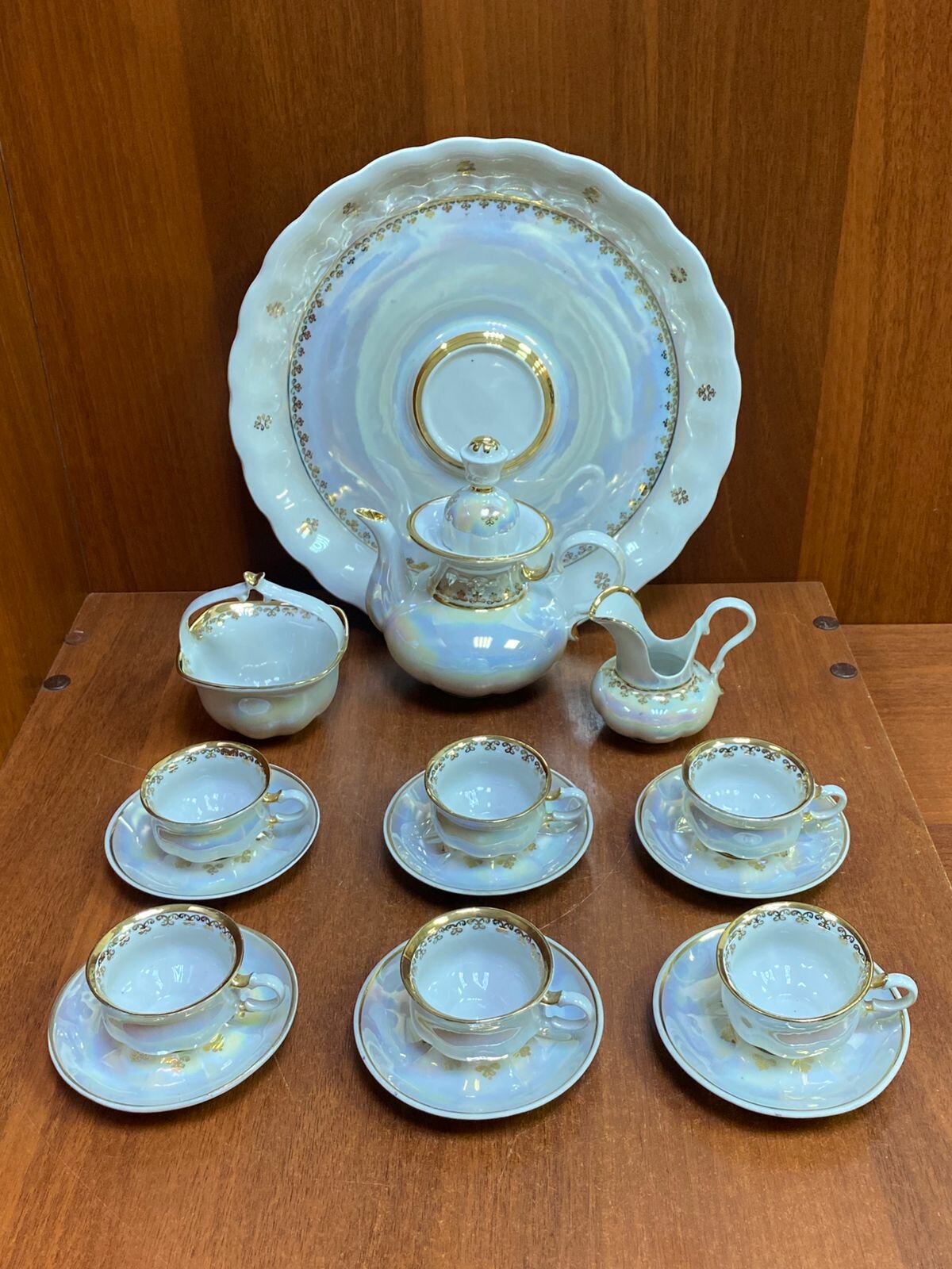 Фарфоровый Кофейный сервиз на 6 персон, 16 предметов, Позолота, Коростень СССР Красивый! Редкость!