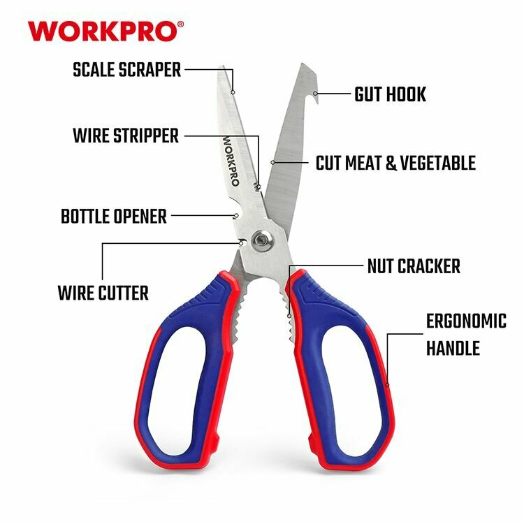 Ножницы мультифункциональные 250мм WORKPRO — фото 1