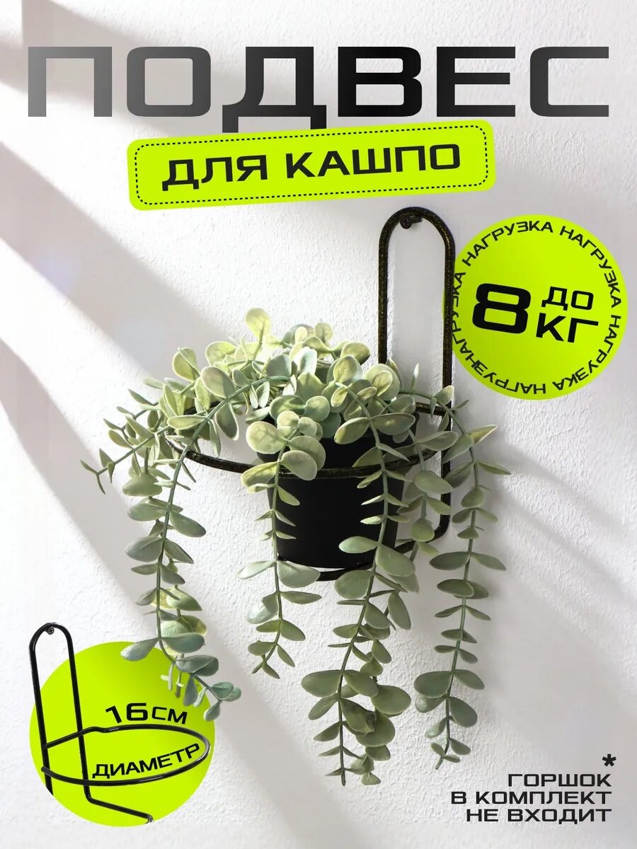 Подвес для кашпо «Одиночка», настенный, d=16см, золотистый, металл