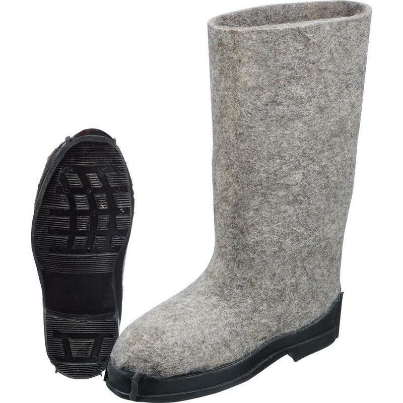 Валенки шерстяные с резиновой подошвой серые (размер 39)