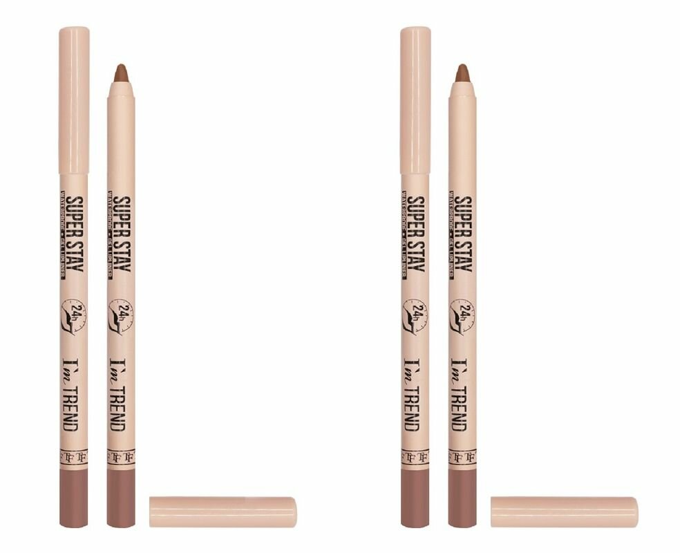 TF cosmetics Карандаш для губ, I'm trend, Super stay, гелевый, тон 001, настоящий нюд, 2шт