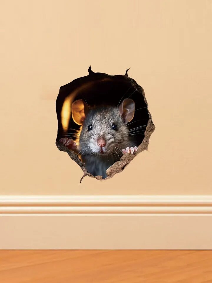 3D Мышь Самоклеящаяся декоративная наклейка на стену