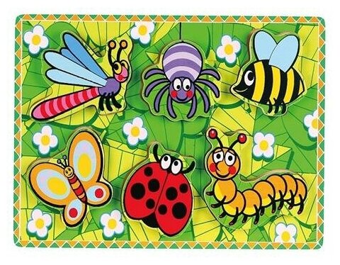 Пазл "Насекомые" 6 деталей