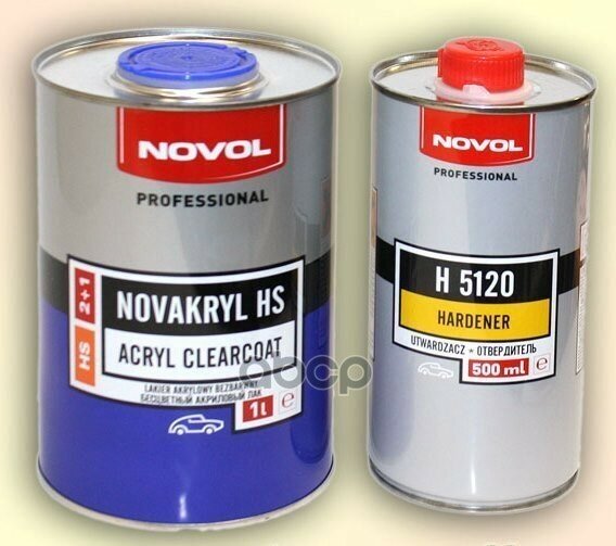 Лак Новакрил HS 2+1 с отвердителем , 1л+0,5л Novol 38043 - 35631 Novol арт. 38043 - 35631