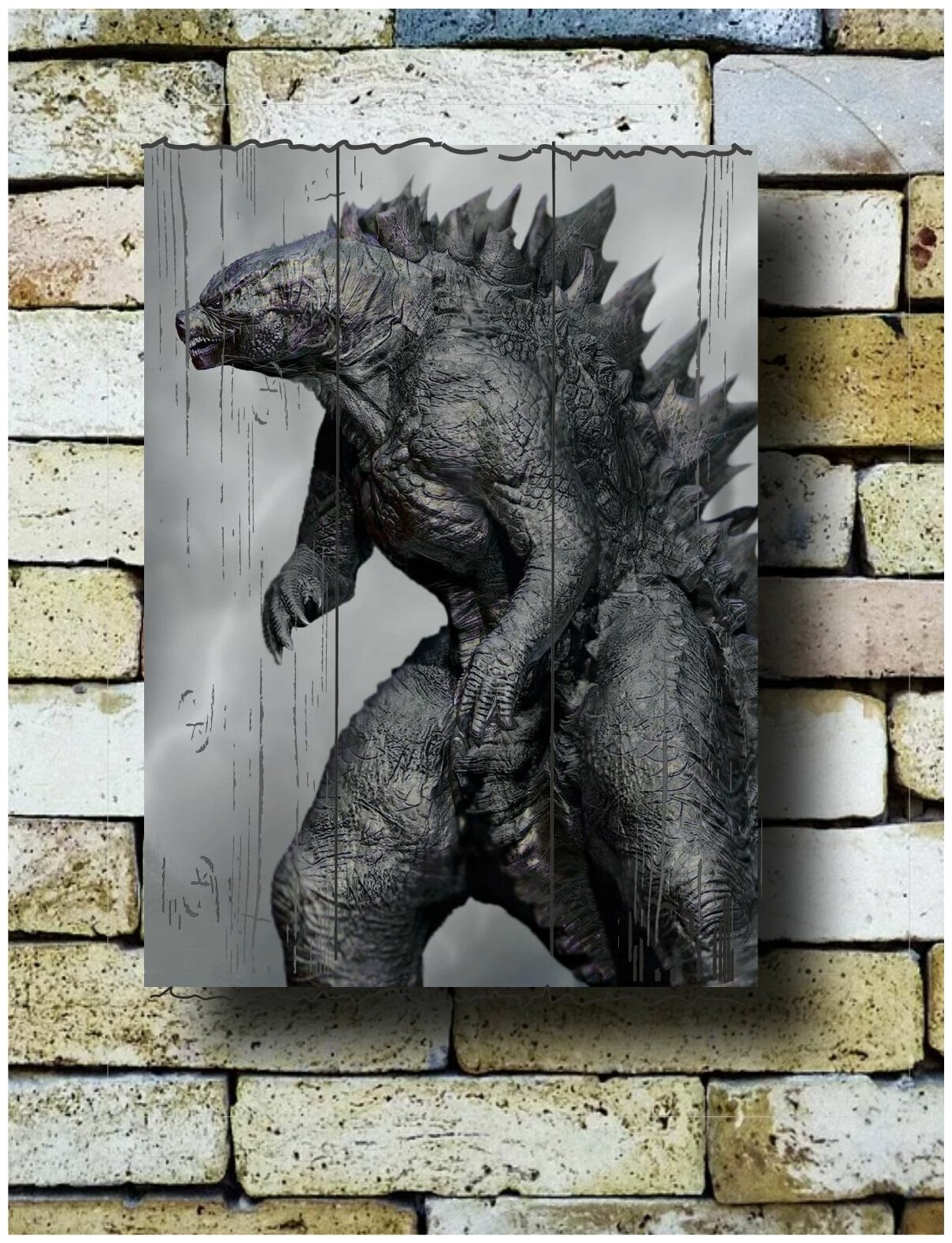 Картина на досках 'Годзилла . В Полный Рост'