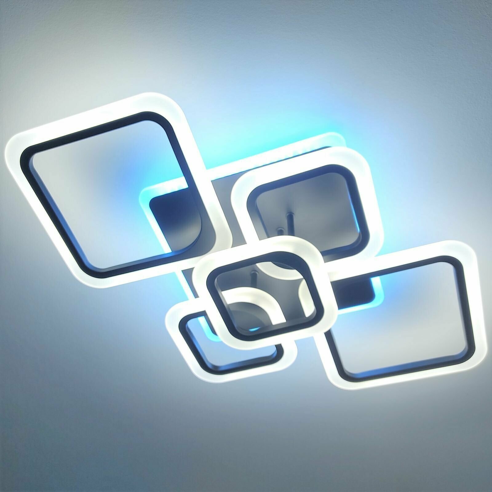 Управляемая светодиодная люстра с пультом и подсветкой 7502/2+2+1BK