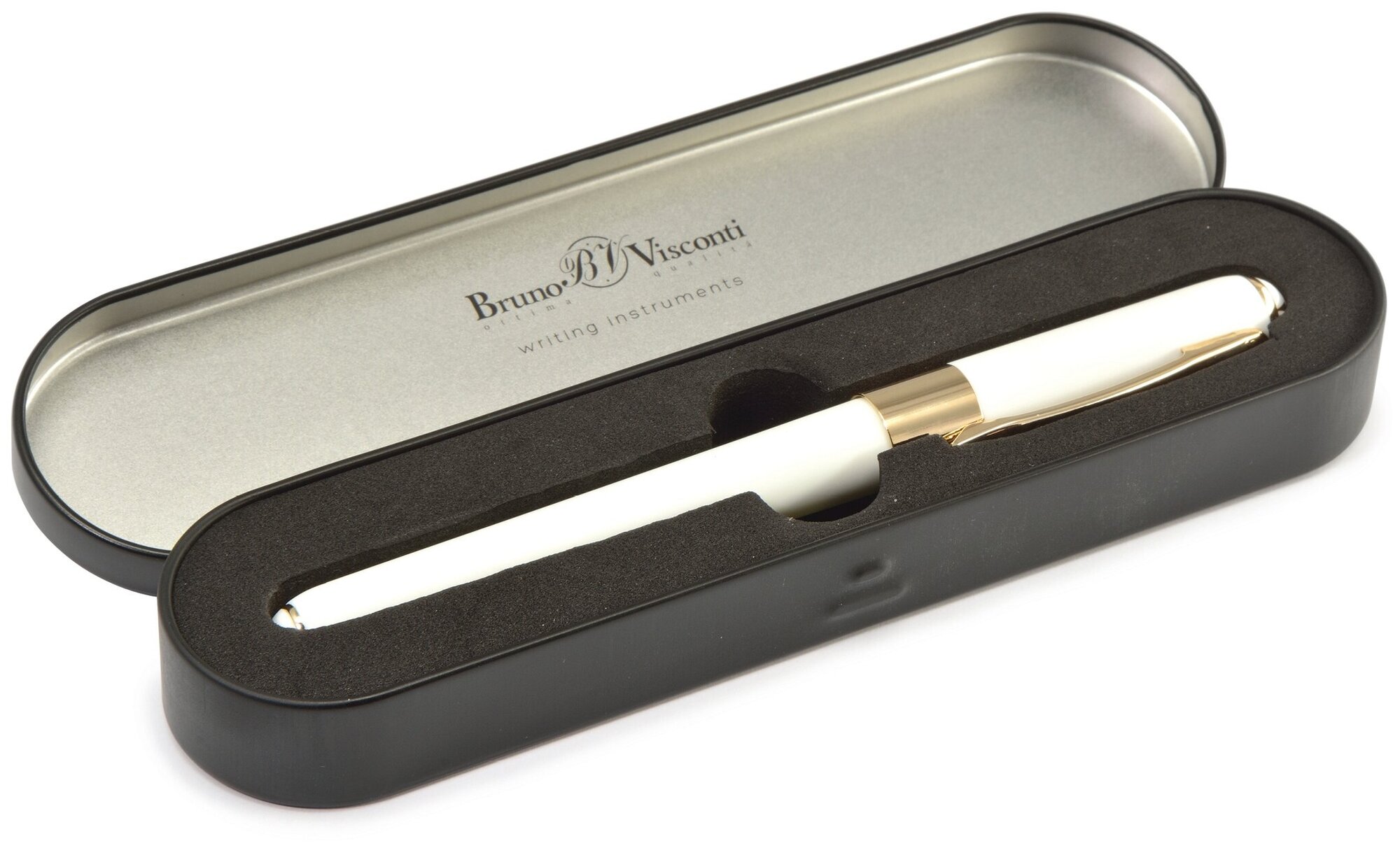 Ручка шариковая автоматическая BrunoVisconti, 0,5 мм, синяя, в футляре, Monaco (белый корпус), Арт. 20-0125/602