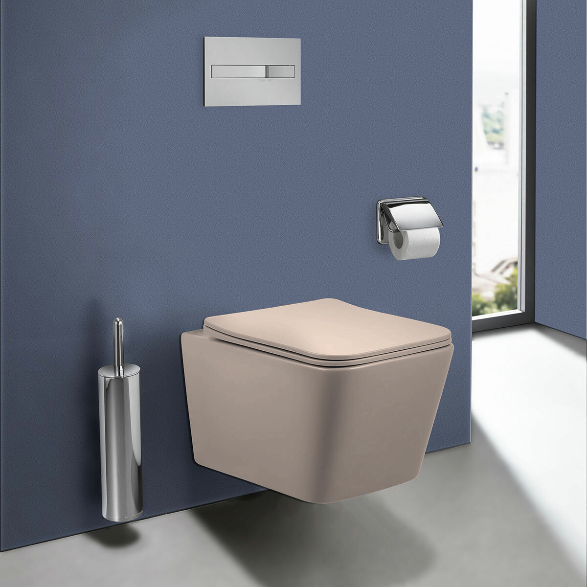 Унитаз подвесной Vincea Q-Line VT1-12MC безободковый, ультратонкое soft-close сиденье, коричневый