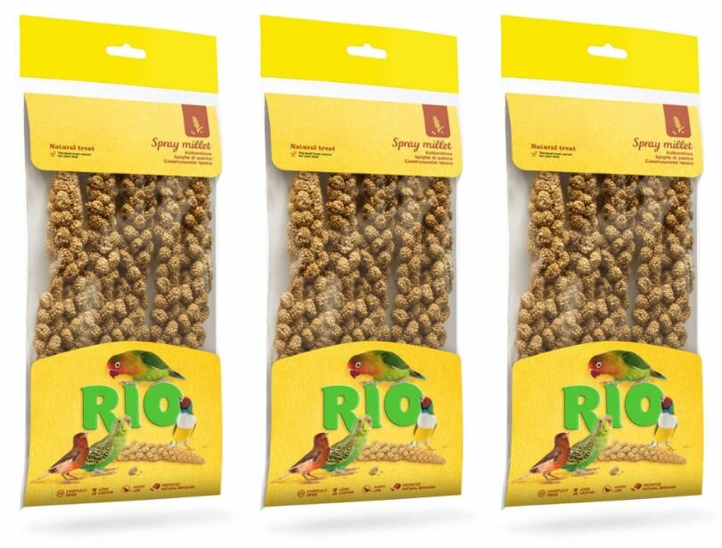 RIO Лакомство для всех видов птиц Сенегальское просо в колосьях, 100 г, 3 уп