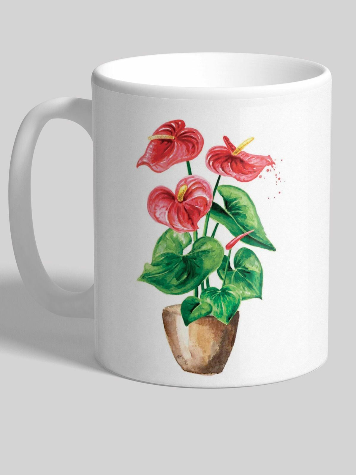 Кружка cooperative.moscow " Антуриум цветок " (кружка с Антуриумом , Антуриум , кружка с цветком, кружка Антуриум , с Антуриумом , подарок с любовью, кружка с цветами, цветы, цветок) , 330 мл, 1 шт