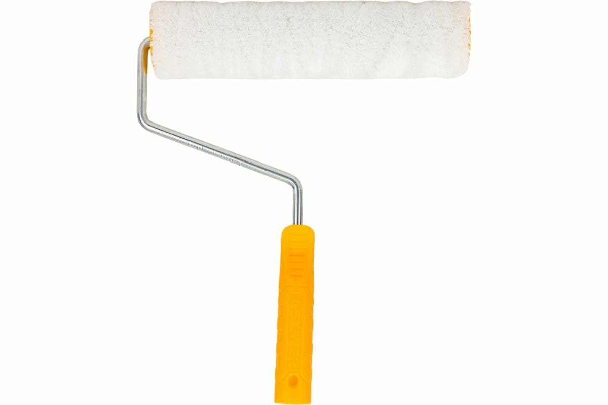 Малярный валик STAYER Velur с ручкой 240 мм, диаметр 48 мм, материал волокнистый, предназначен для ровного нанесения краски и лака на стены и потолки.