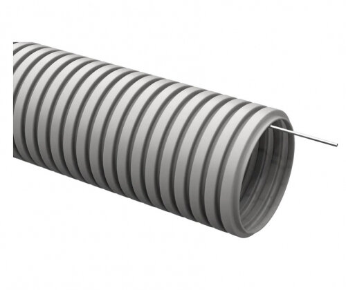 Труба гофрированная Iek ПВХ d50мм с протяжкой сер. (уп.15м), CTG20-50-K41-015I