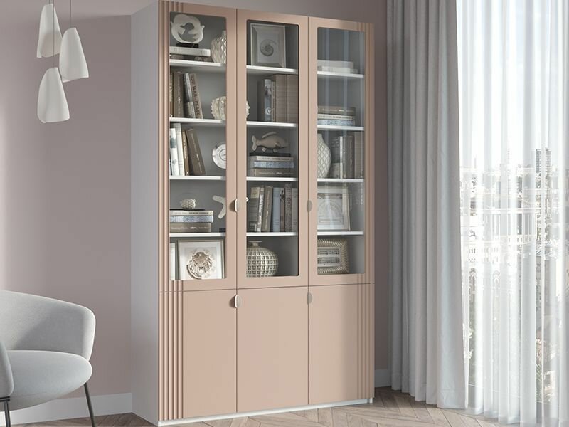 Книжный шкаф с полками " Санторини 7" 120х200х40 Роза