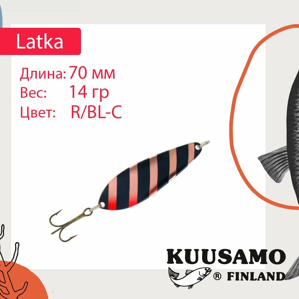 Блесна для рыбалки Kuusamo Latka 70/14 R/BL-C (колеблющаяся)