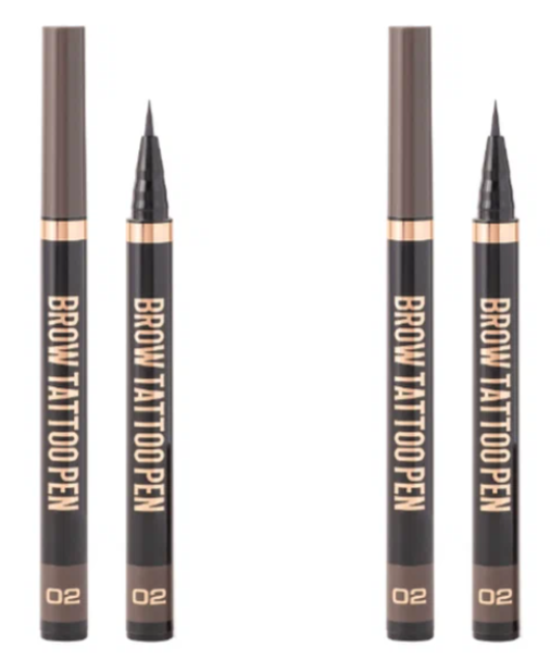 Стойкий лайнер для бровей Stellary Brow tattoo pen, тон 02 Brunette, 0,7 мл, 2 шт