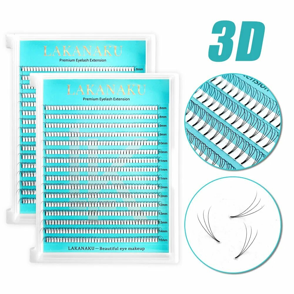 LAKANAKU 3D ресницы C изгиб 13 мм, 0.10 мм, цвет 3D