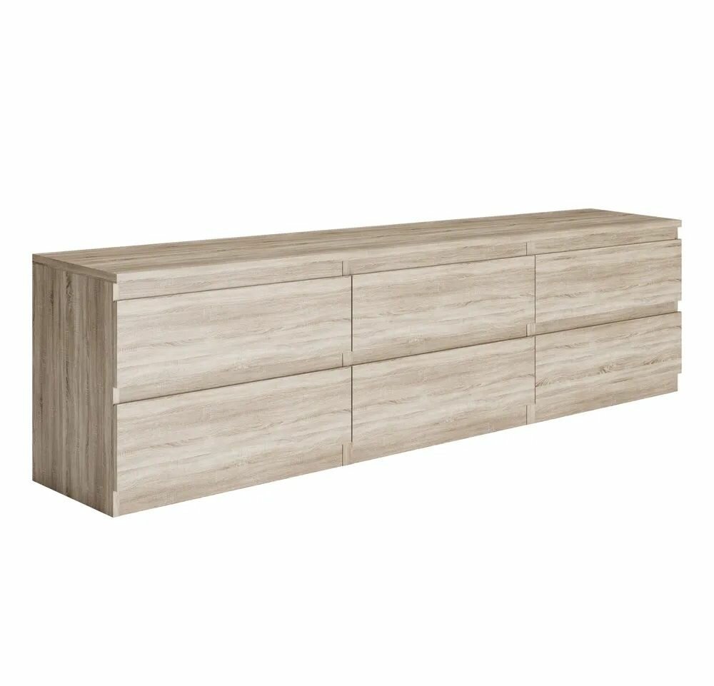 Тумба ГУД лакк "кастор", 6 ящиков, 54.2 x 39.6 x 194.4 см, цвет: сонома RU