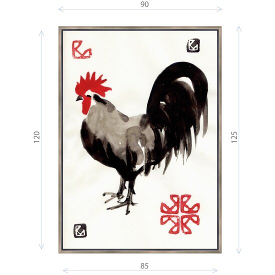 Картина Декор Депо Константина Малютина Большой петух Матовый холст в раме 125х90 см