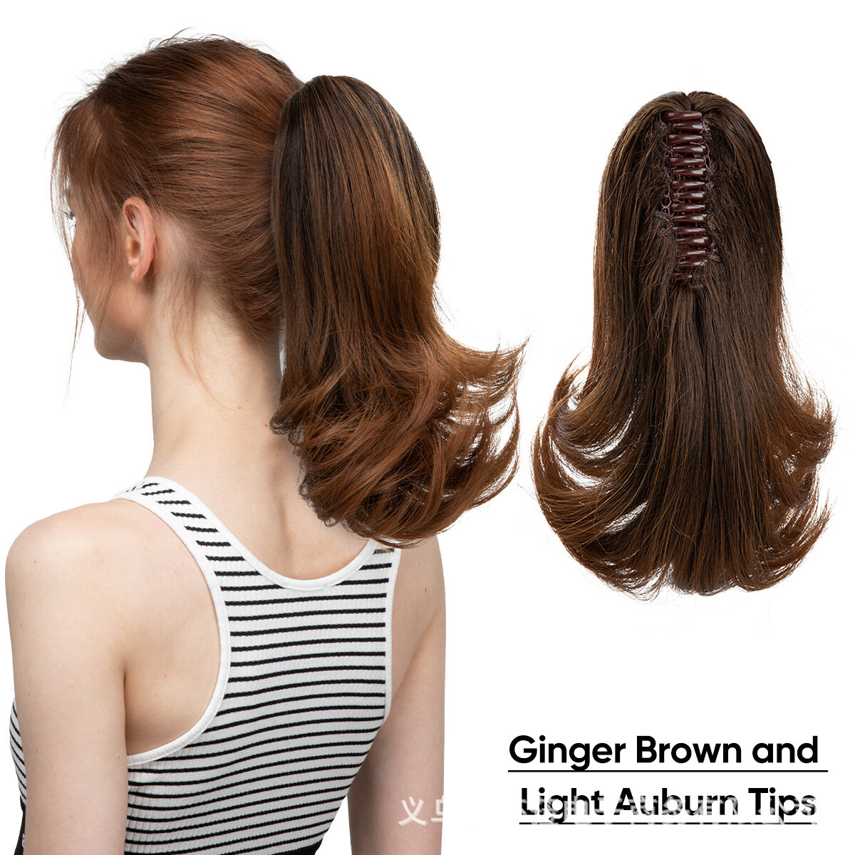 Парик с хвостиком в европейском и американском стиле для женщин, из высокотемпературного волокна, матовый синтетический, с маленькими кудрями, зажим для хвоста, косичка