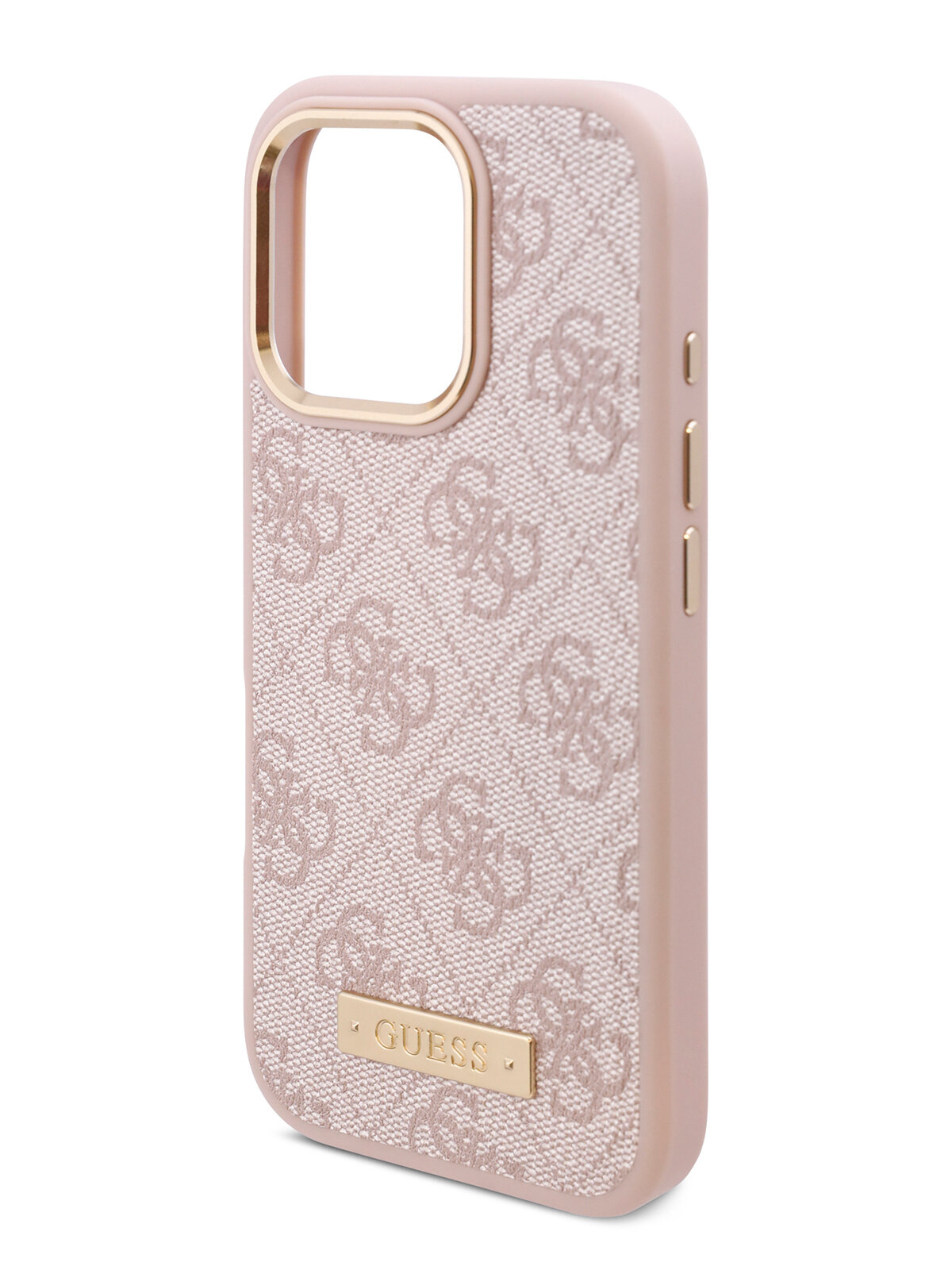 Guess для iPhone 16 Pro Max чехол PU 4G Plate metal logo Hard Pink (MagSafe)