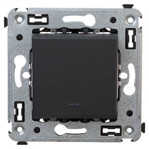 Выключатель DKC / ДКС Avanti, 16А 230В в стену черный матовый одноклавишный, 4412103 / переключатель