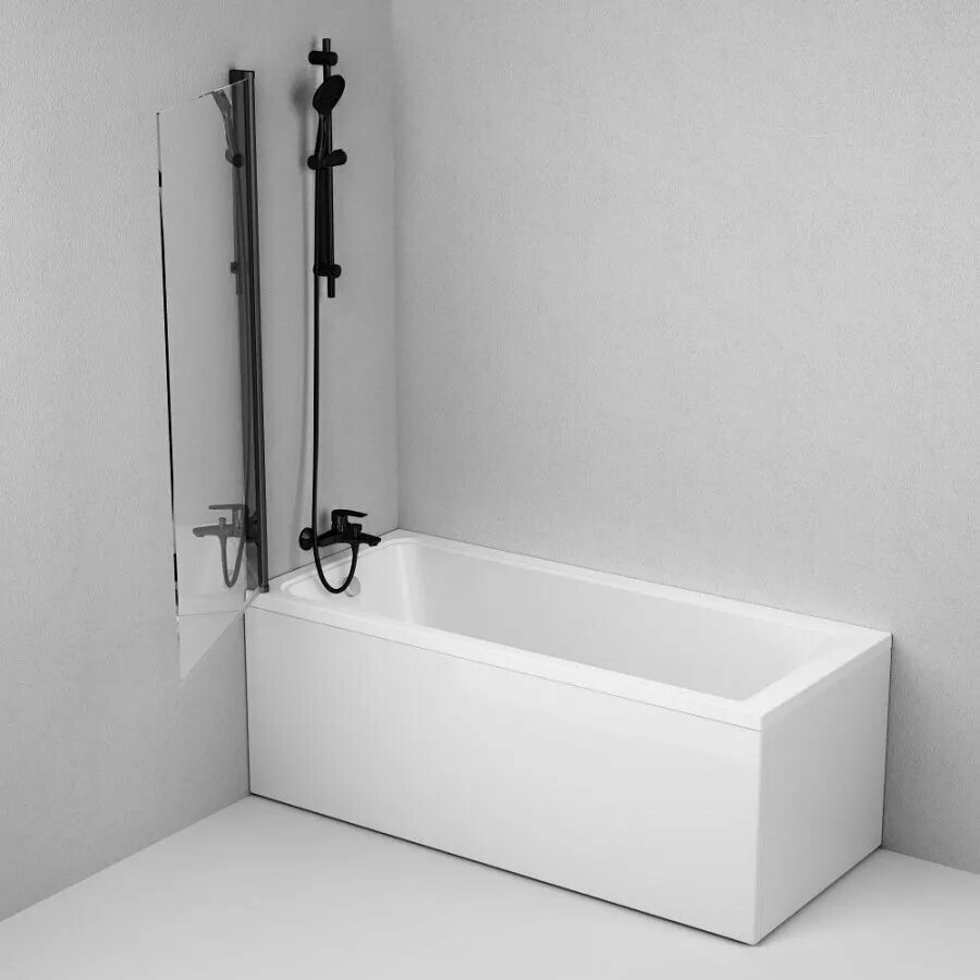 Душевая шторка на ванну AM.PM Gem 80x140 W90BS-D080-140BT стекло прозрачное профиль черный