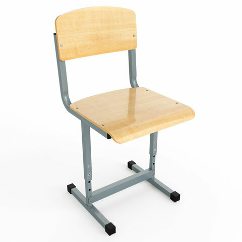 Стул ученический регулируемый ШМ. С35. С, 340х340х670-750 мм, рост 3-5, серый каркас, фанера