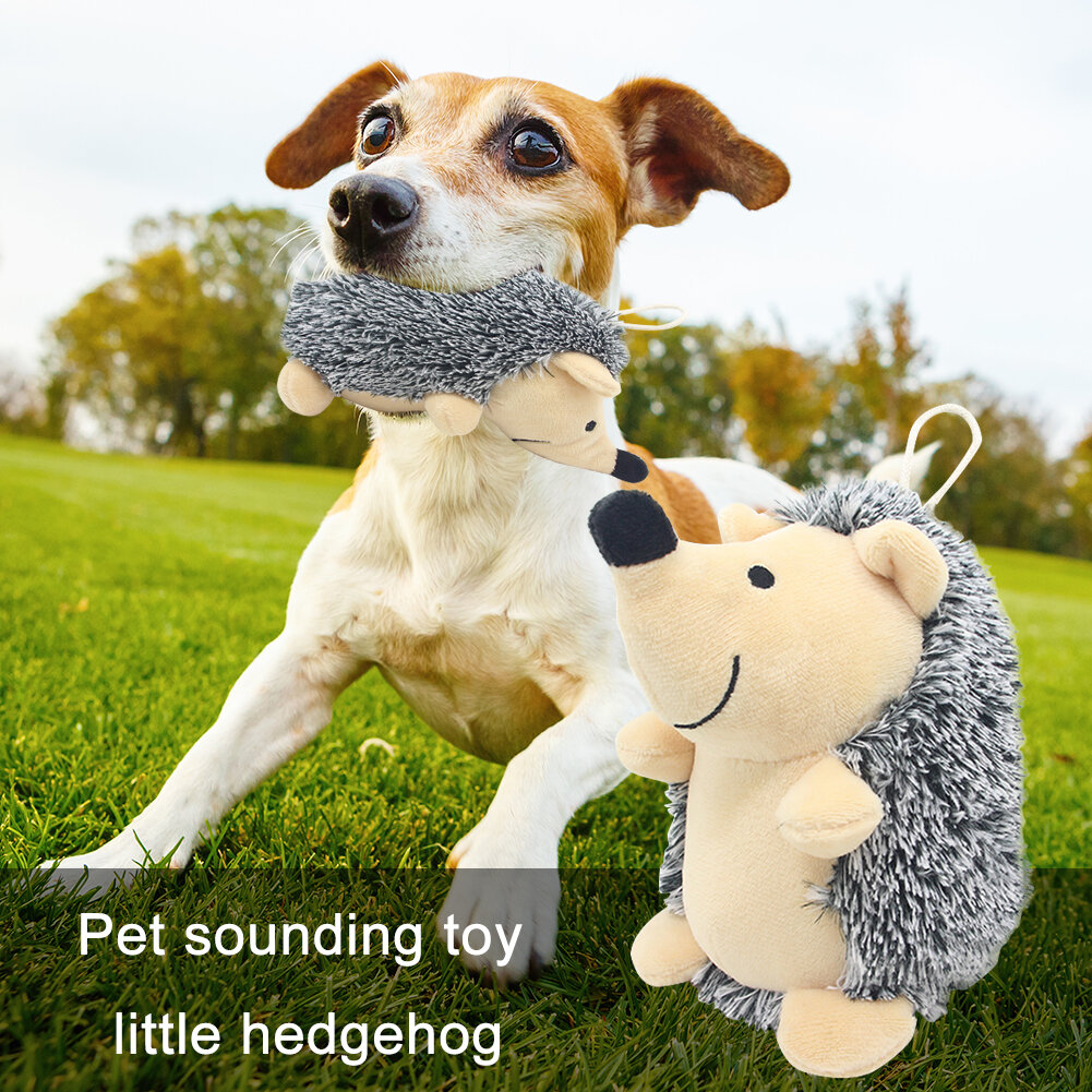 Звуковая игрушка для домашних животных. Плюшевый ежик. серый
