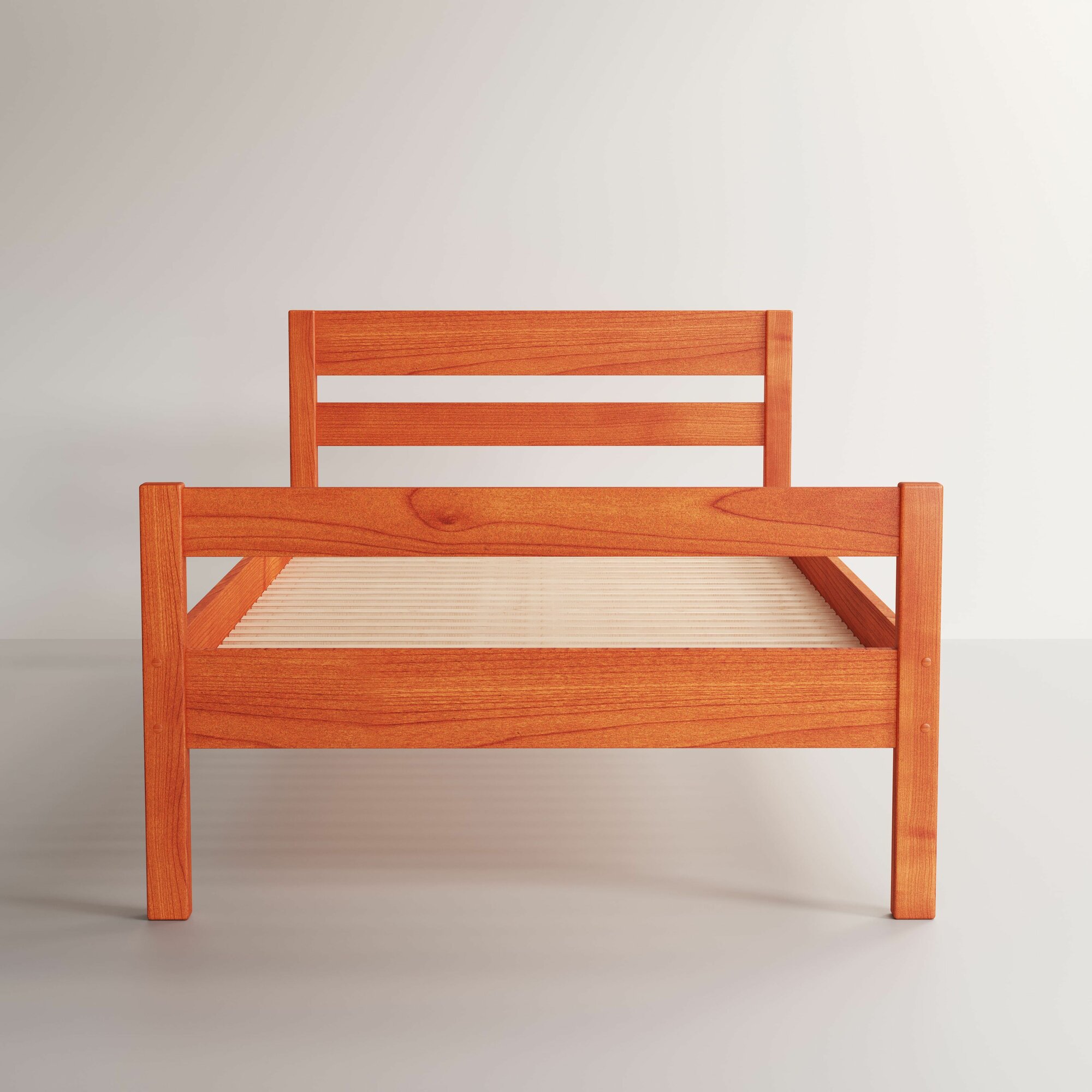 Кровать односпальная, 120х200 см, Hansales, деревянная, из массива березы, односпальная, с изножьем, цвет красное дерево