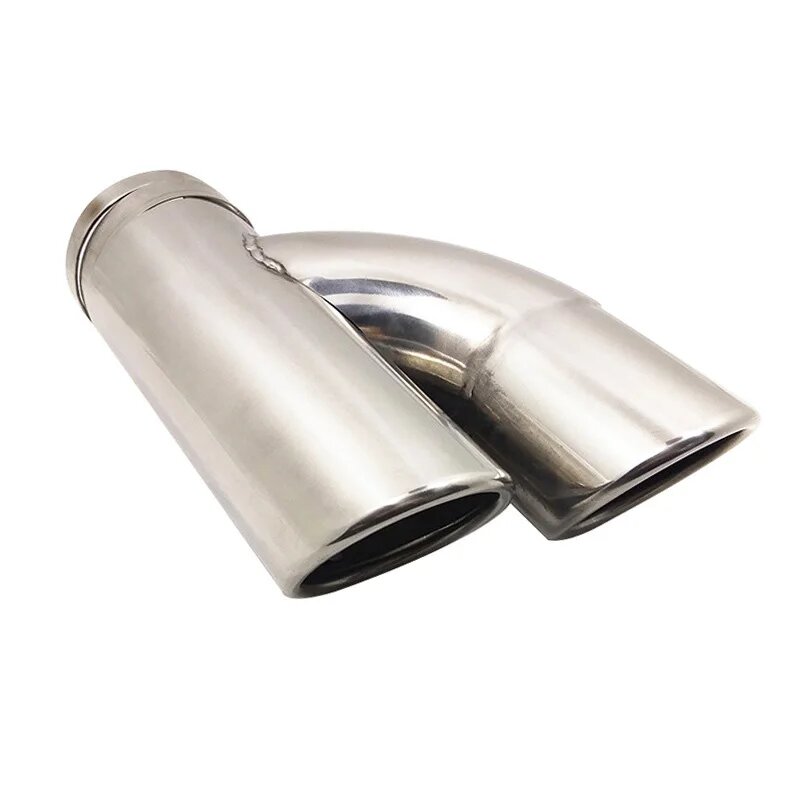 60 мм 1–2 двойные выхлопные трубы, хромированный автомобильный глушитель, наконечник трубы для Skoda Octavia Volkswagen Lavida, задняя хвостовая горловина One piece