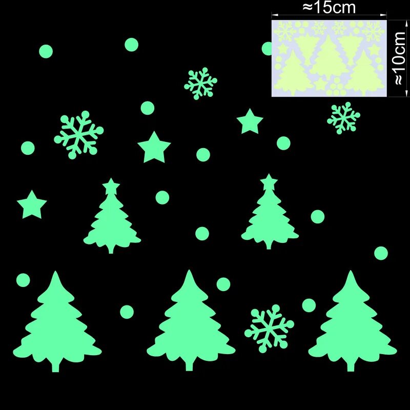 Светящиеся наклейки на стену, набор Xmas, YG