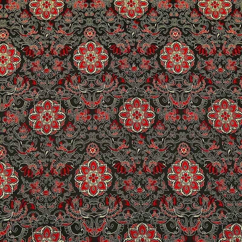 Атласная жаккардовая ткань для пошива чеонгсам и кимоно Красный, 2