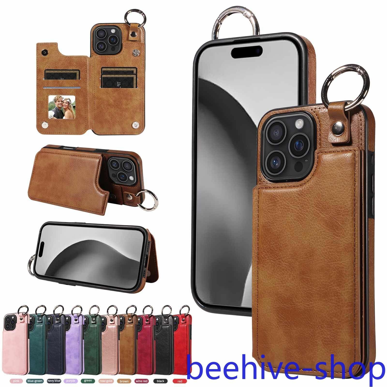 Кожаный чехол для Apple iPhone 16 Pro Max (айфон 16 про макс) с отделением для карты/ Чехол-кошелек для / Кожа высокого качества