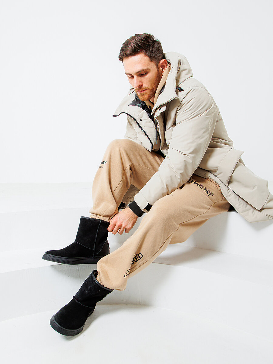 Угги мужские зимние натуральный велюр утепленные антискользящая подошва