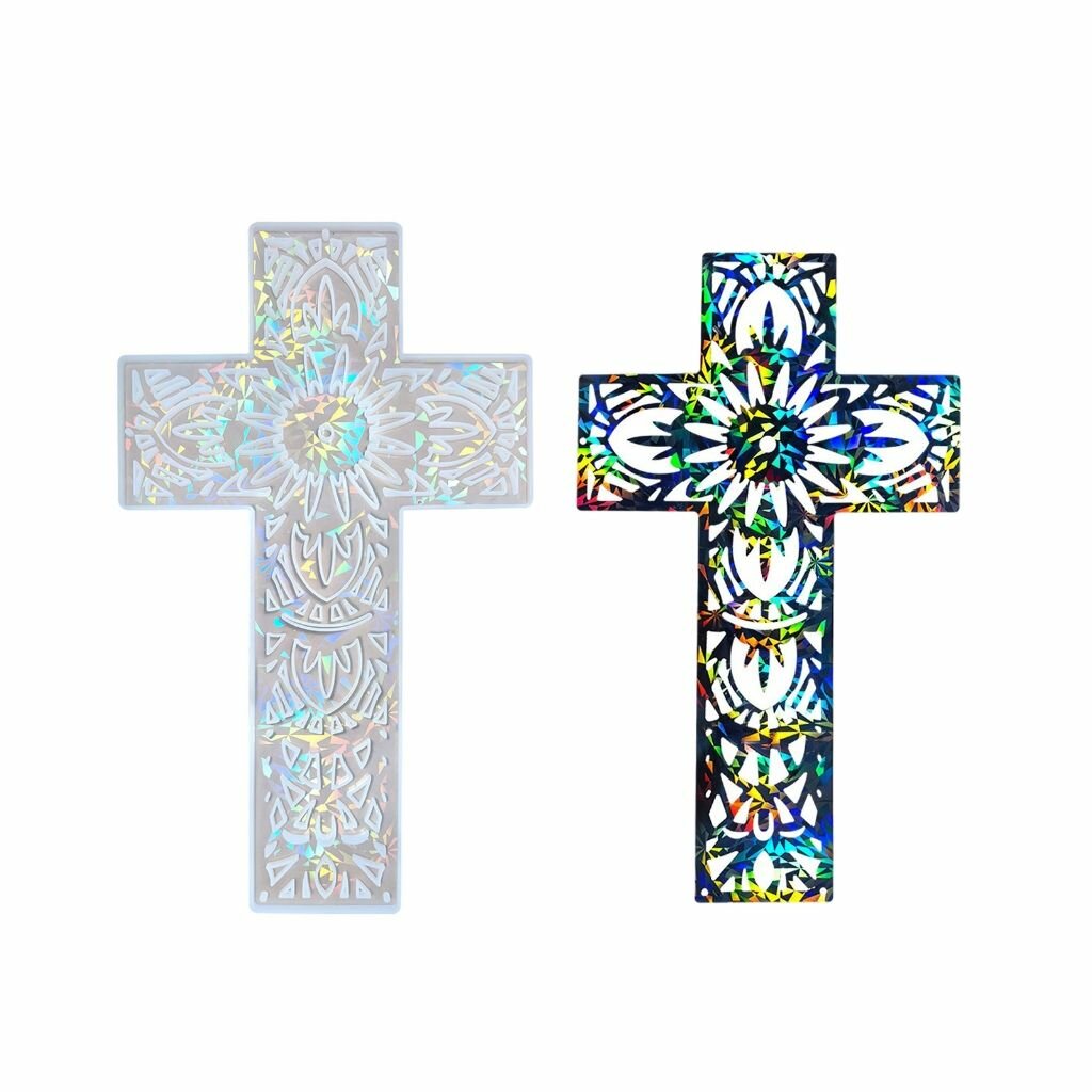 Подвесная эпоксидная форма для украшения стен в виде креста с подсолнухом-прозрачная