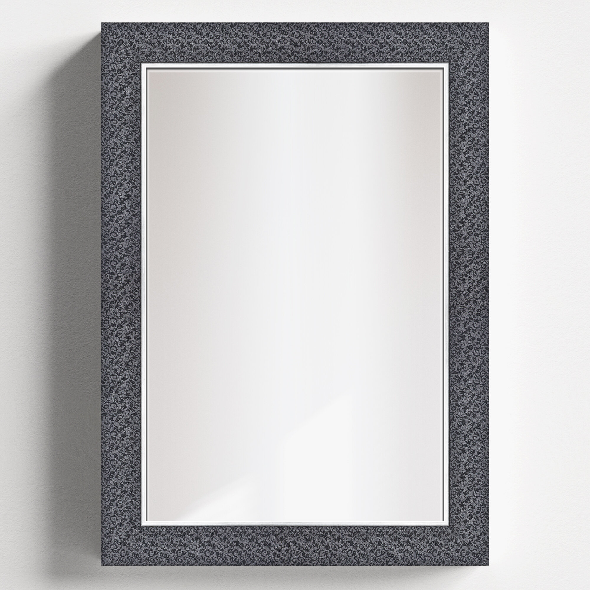 Зеркало настенное 50х70 "модерн" ALENKOR, в раме, пластик, серый багет с узором, прямоугольное, интерьерное