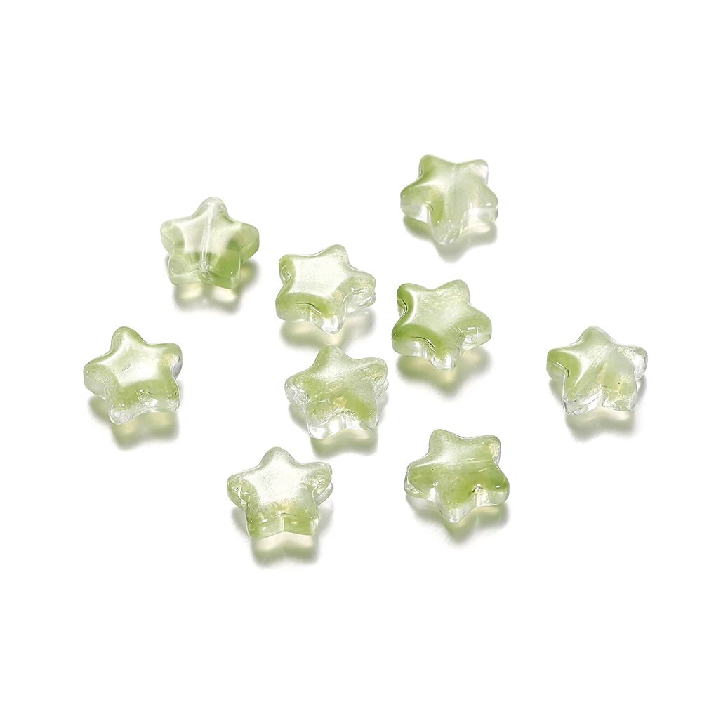 Матовые звездные бусины St.kunkka 8 мм AB Зеленый, 10pcs, green