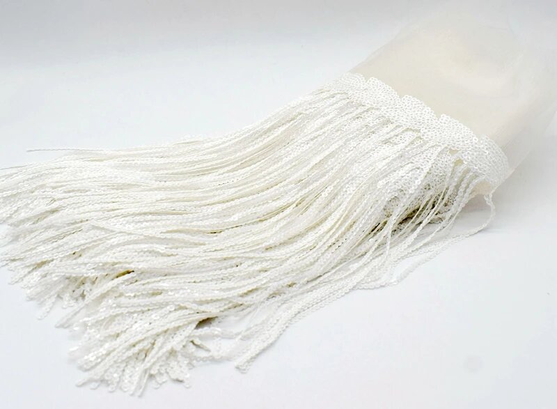 Кружевная бахрома Organza AOY 20см 1/2 ярда белый, 20cm-2yards