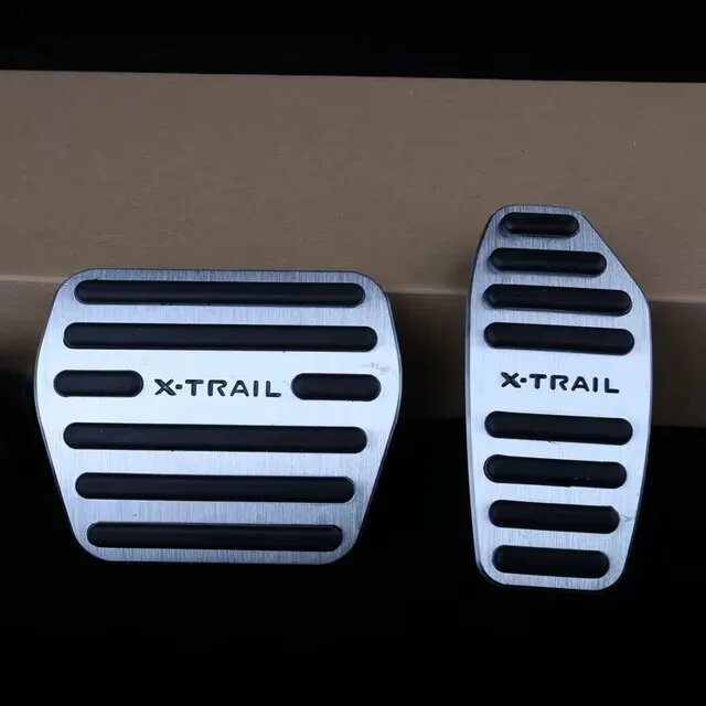 Для Nissan X-Trail XTrail T32 T33 2014-2019 2020 2021 2022 2023 2024 Автомобильная крышка педали газа, акселератора, тормоза, нескользящие накладки AT Silver 2pcs