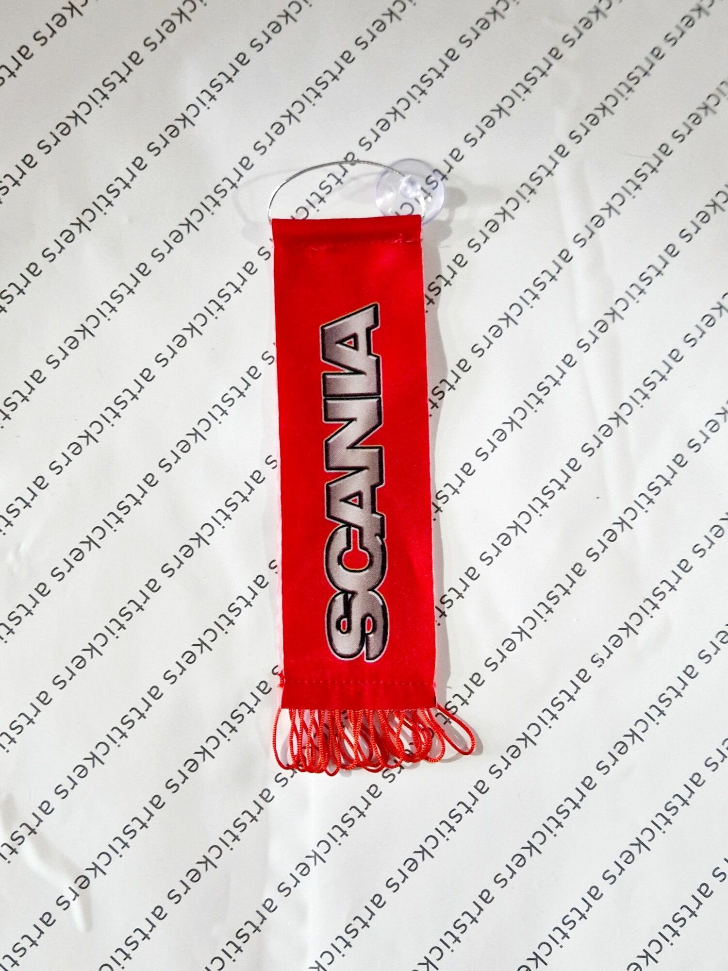 Вымпел SCANIA + девушка, двусторонний на присоске, ткань, аксессуар для авто, 5.5х20см