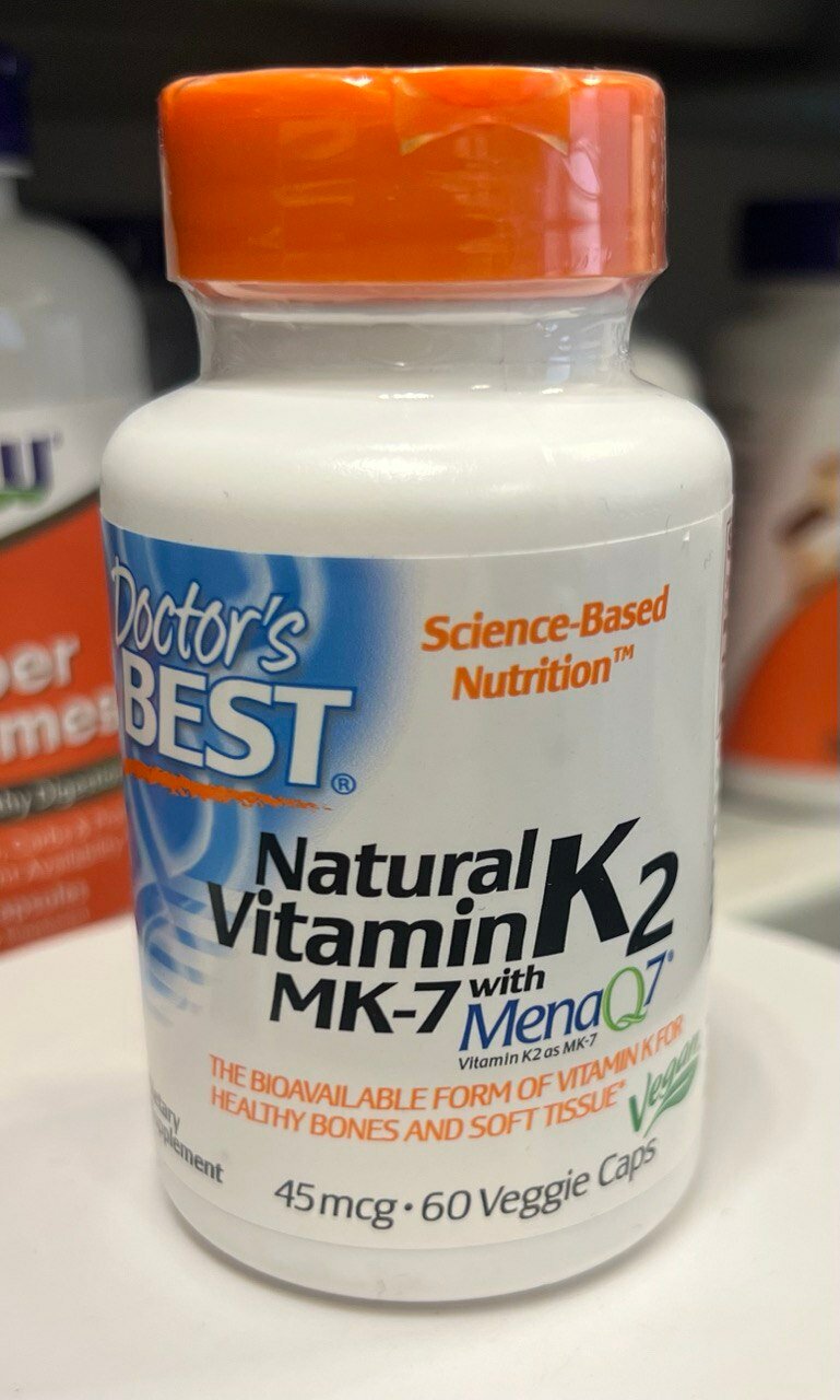 Doctor's Best MK-7 Vitamin K-2 with MenaQ7 45 mcg, Пищевая добавка с витамином K-2 (в форме MenaQ7), 60 капсул