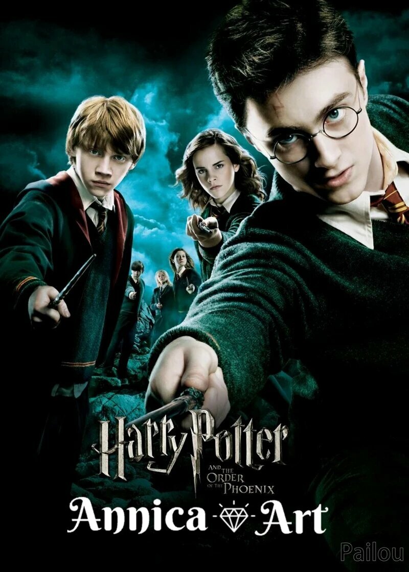 Алмазная мозаика на подрамнике "Гарри Поттер" круглые бриллианты 40х50см