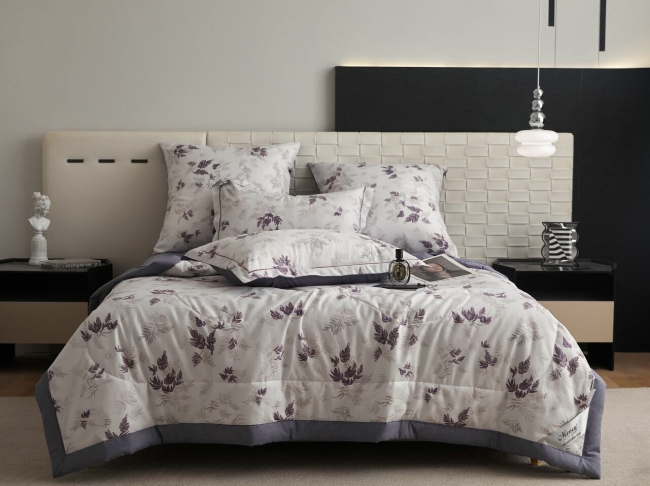 Постельное белье евро с одеялом 200х220, простыня 220х240, наволочки 50х70, 70х70 Сатин Mency MEN-8