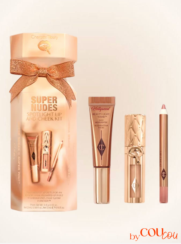 Набор косметики Charlotte Tilbury Super Nudes Spotlight Lip&Cheek Kit (карандаш, блеск, хайлайтер)