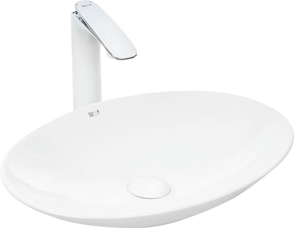 Накладная раковина Weltwasser WW Elbach 10255 50 фаянсовая, без отверстия под смеситель, раковина для ванной, 50 см, овальная, белая