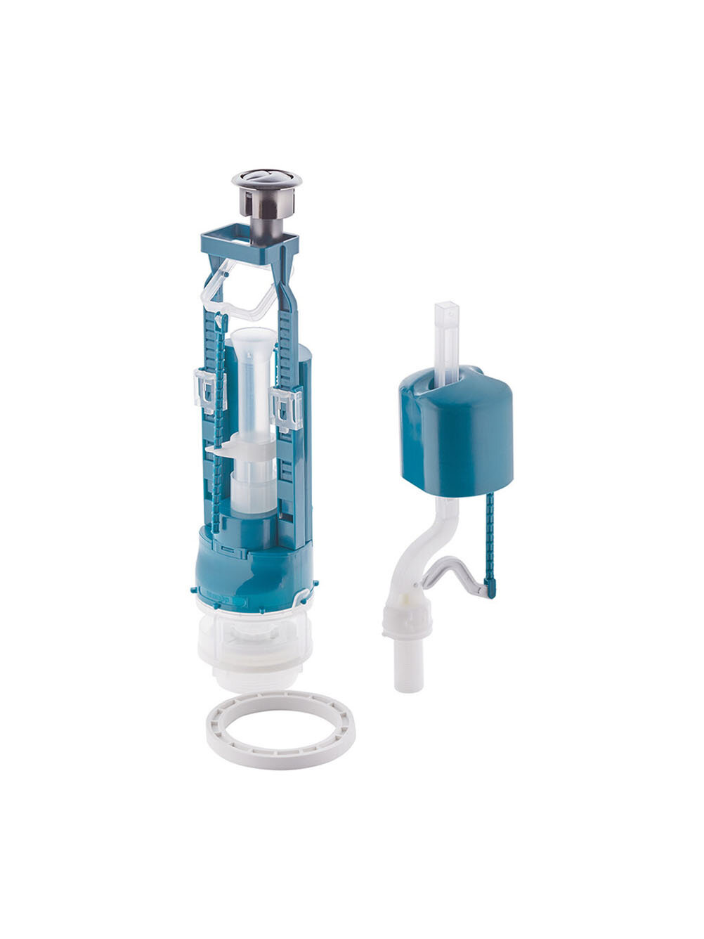 Арматура для унитаза нижний подвод 1/2 кнопка пластик хром (5-3-3-4)