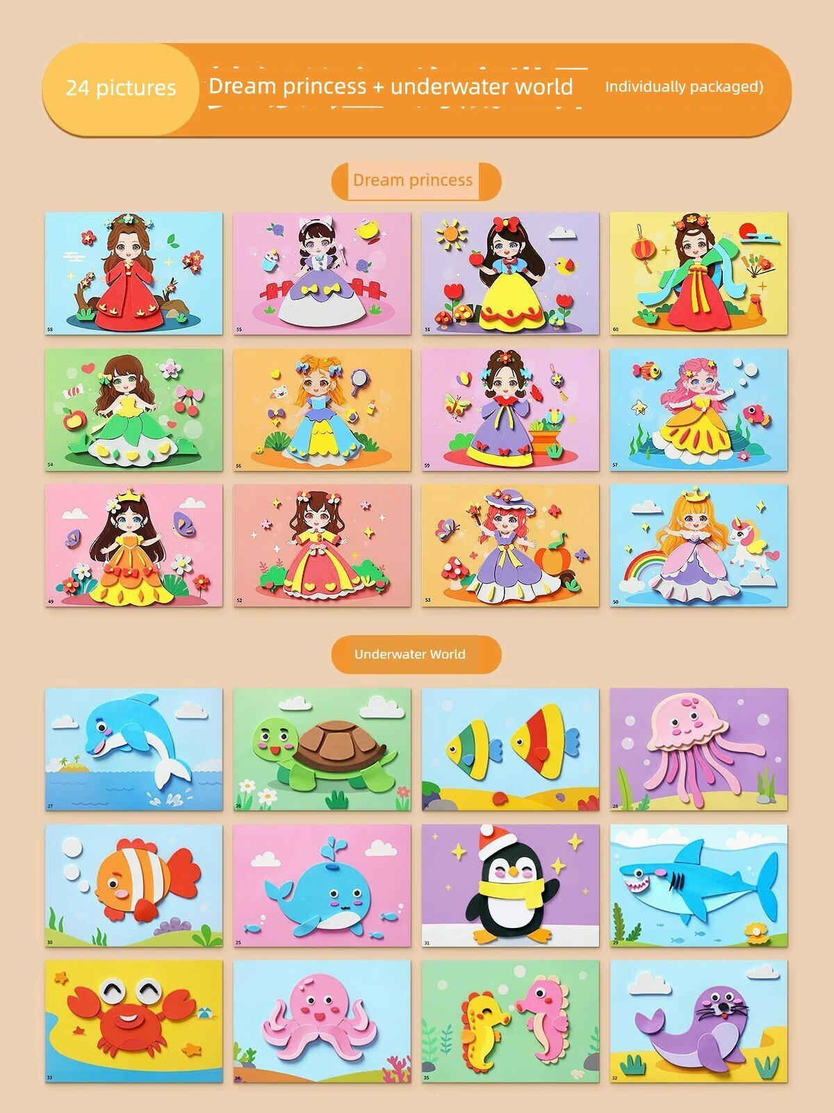 Набор для творчества: 3D-коллаж из детских игрушек ручной работы, материалы для детского сада, стикеры для девочек,